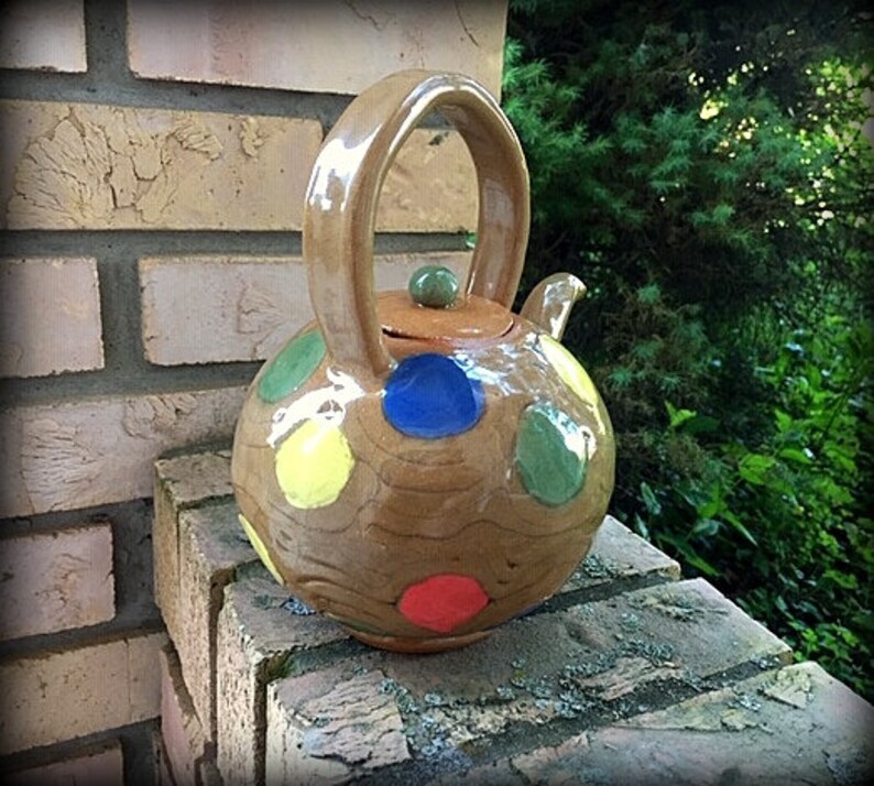 Vintage Coil Teapot With Dots. Unique Handmade Studio Art | Etsy