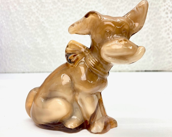 Vintage Imperial Glass Dog Figurine Parlor Pup Caramel Slag, Puppy With ...