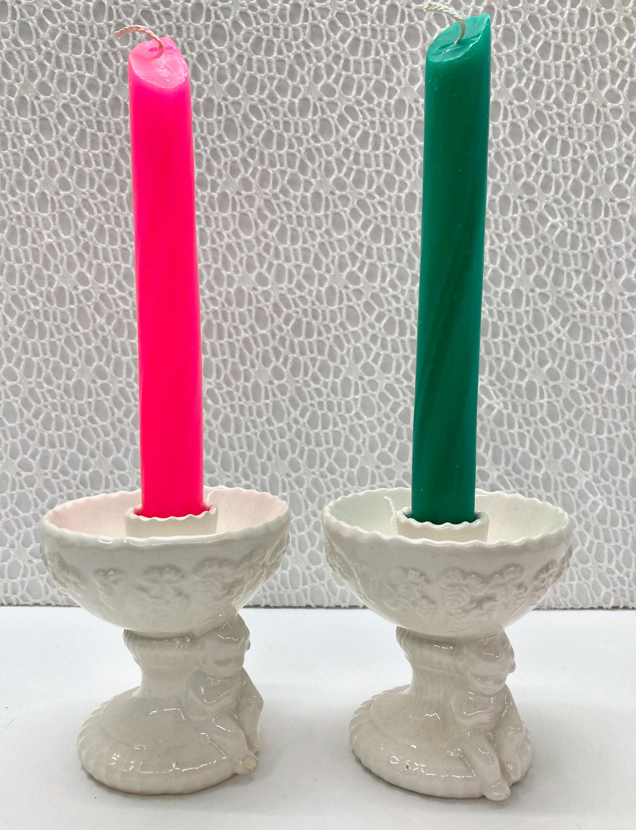 Lefton Cherub Candle Stick Holders Angel Baby Pedestal W/ - Etsy