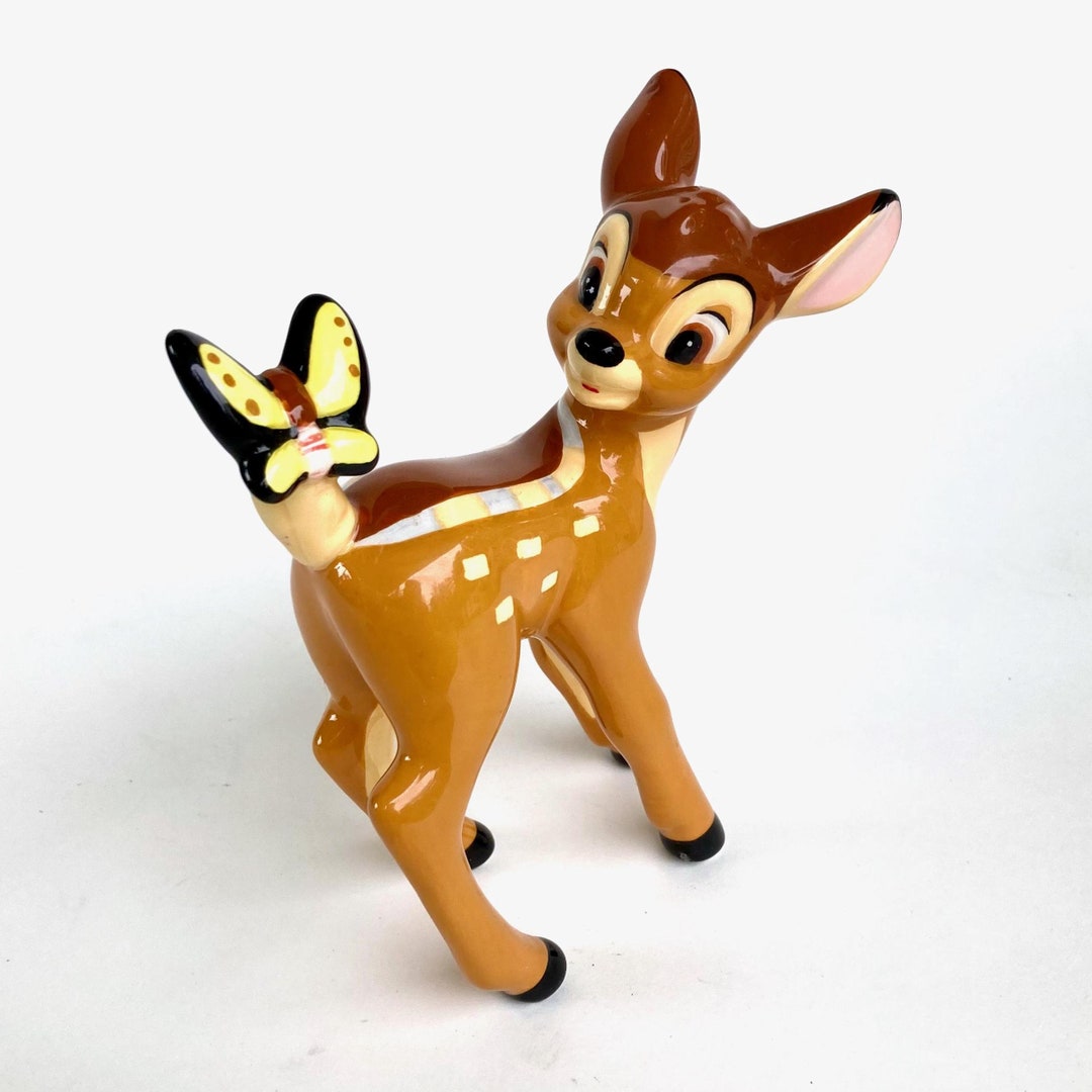 Vintage Ceramic Disney Bambi Figurine W/ Butterfly on Tail 5" Porcelain ...