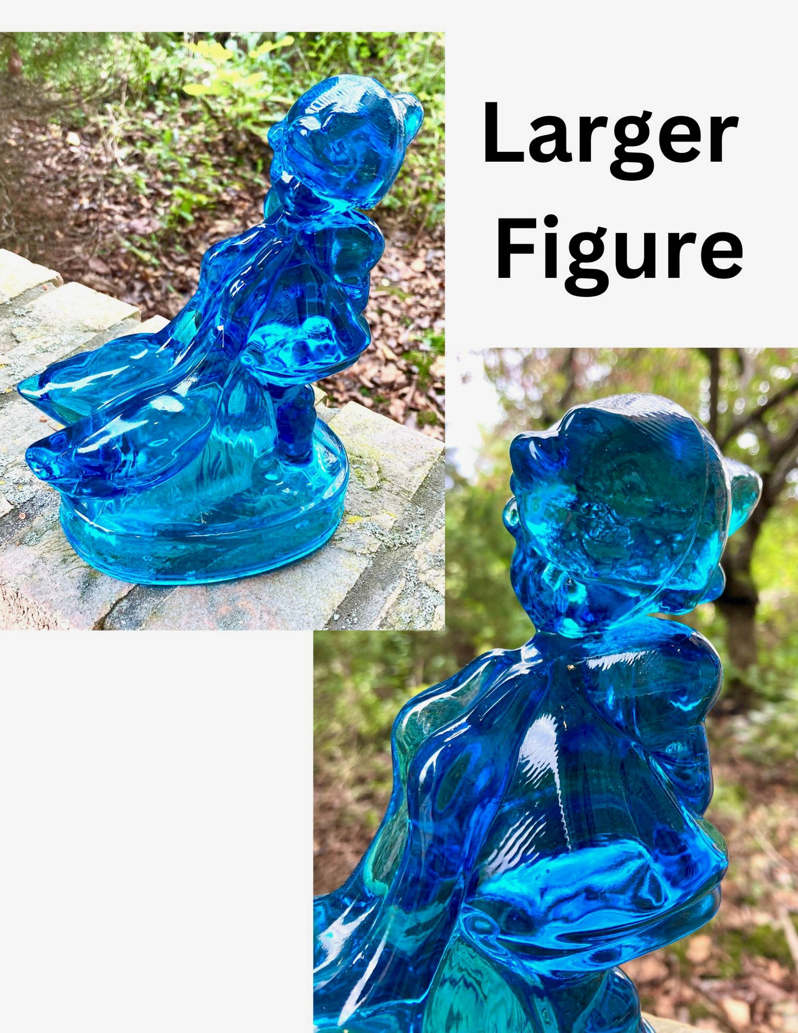 Vintage LE Smith Blue Glass Girl With Geese Figure. CHOICE of SIZE ...