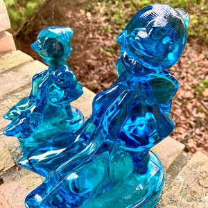 Vintage LE Smith Blue Glass Girl With Geese Figurine, Hummel Style - Etsy
