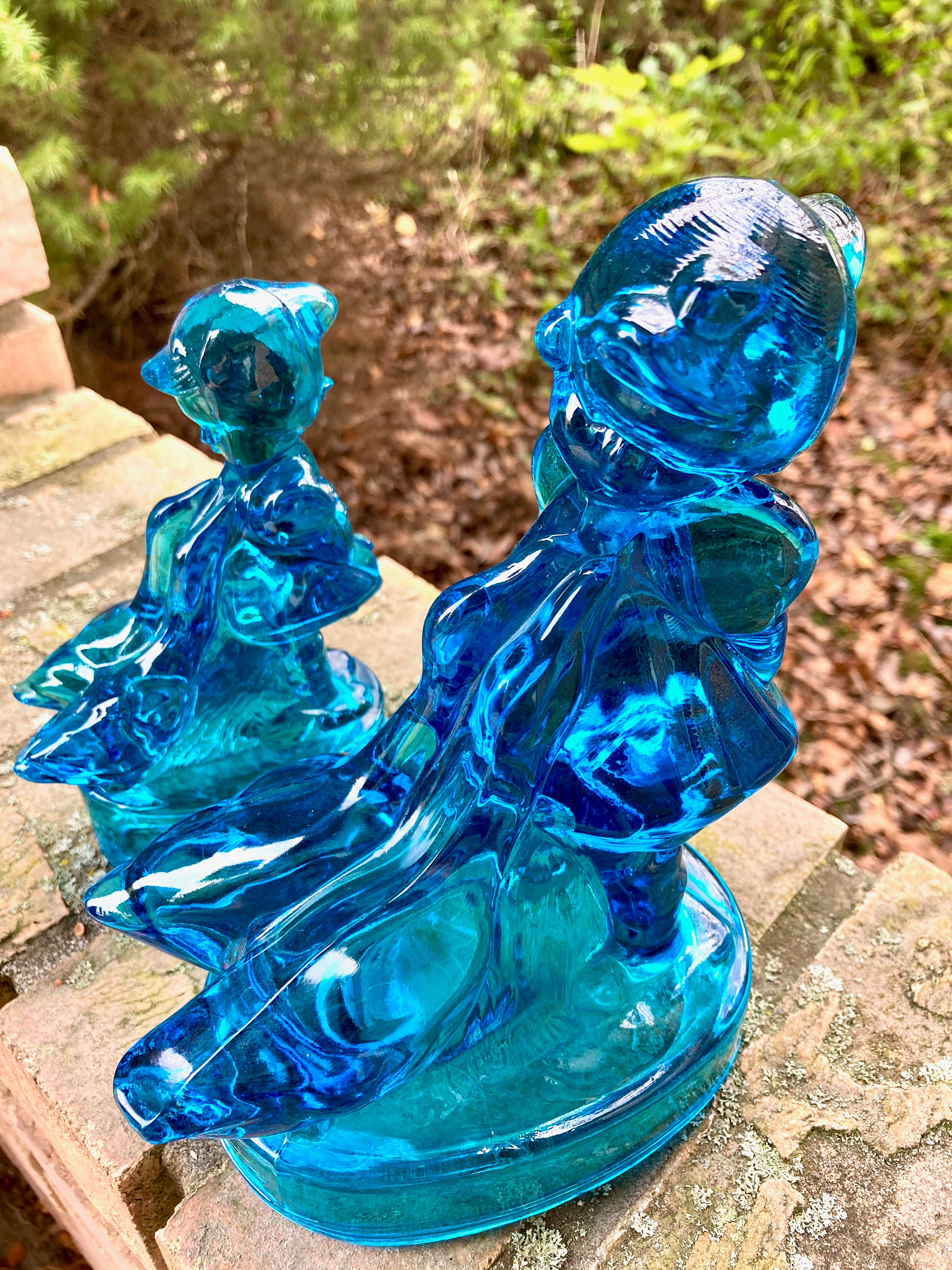 Vintage LE Smith Blue Glass Girl With Geese Figure. CHOICE of SIZE ...