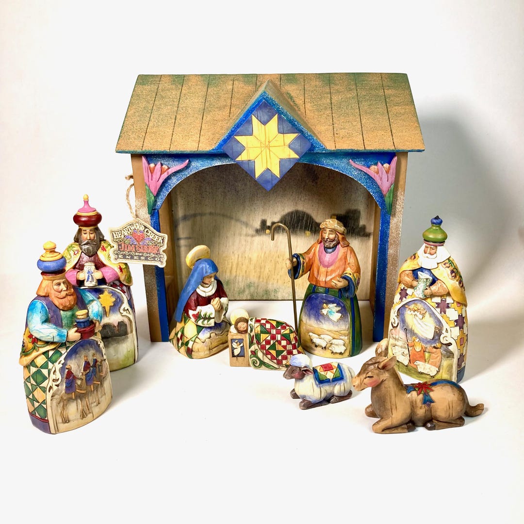 Vintage Heartwood Creek Jim Shore Nativity Scene Set Enesco 2004 Set of ...
