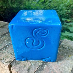 Happy Lion Cube Bank, Retro Turquoise and Yellow Coin Saver, Sunburst ...