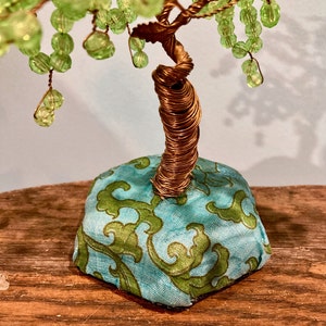 Vintage MONEY Tree Sculpture W/ Leaves and Beads, Twisted Brass Wire ...