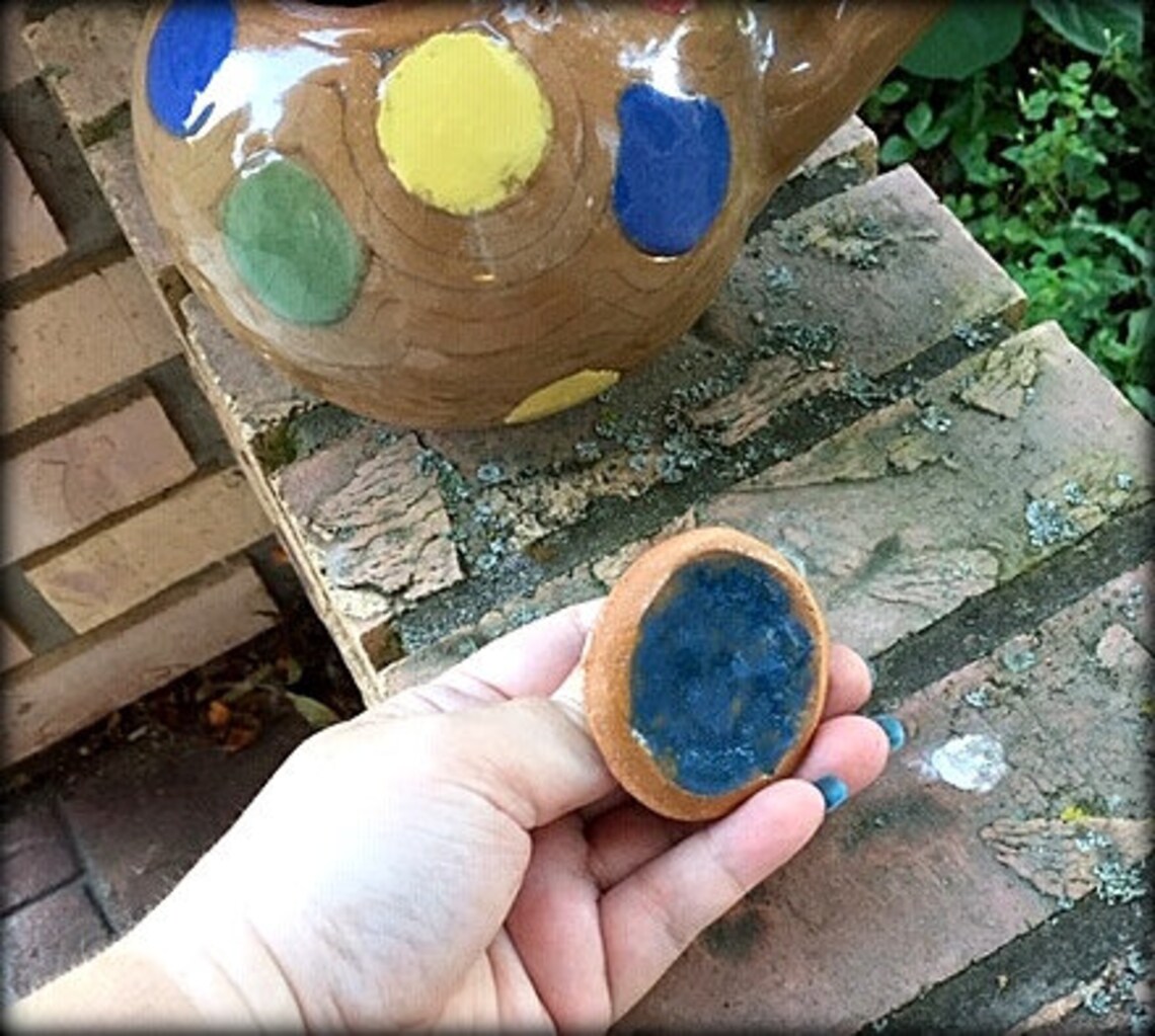 Vintage coil teapot with dots. Unique handmade studio art | Etsy