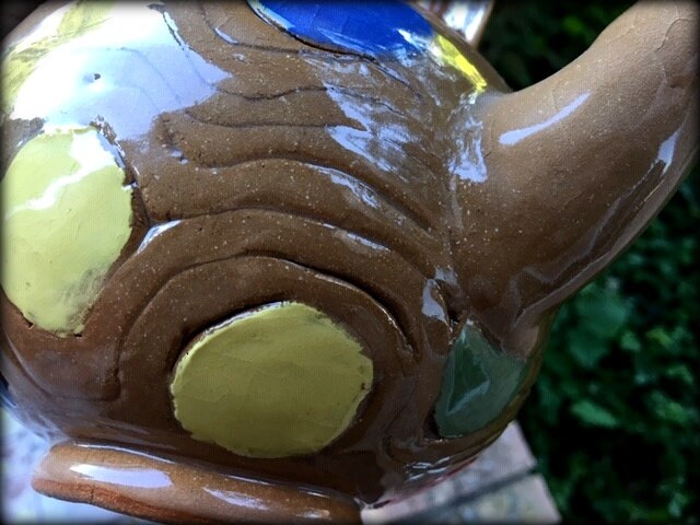 Vintage coil teapot with dots. Unique handmade studio art | Etsy