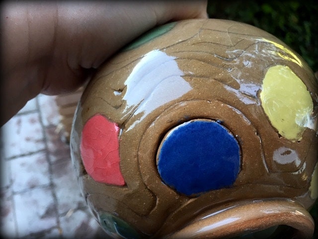 Vintage coil teapot with dots. Unique handmade studio art | Etsy