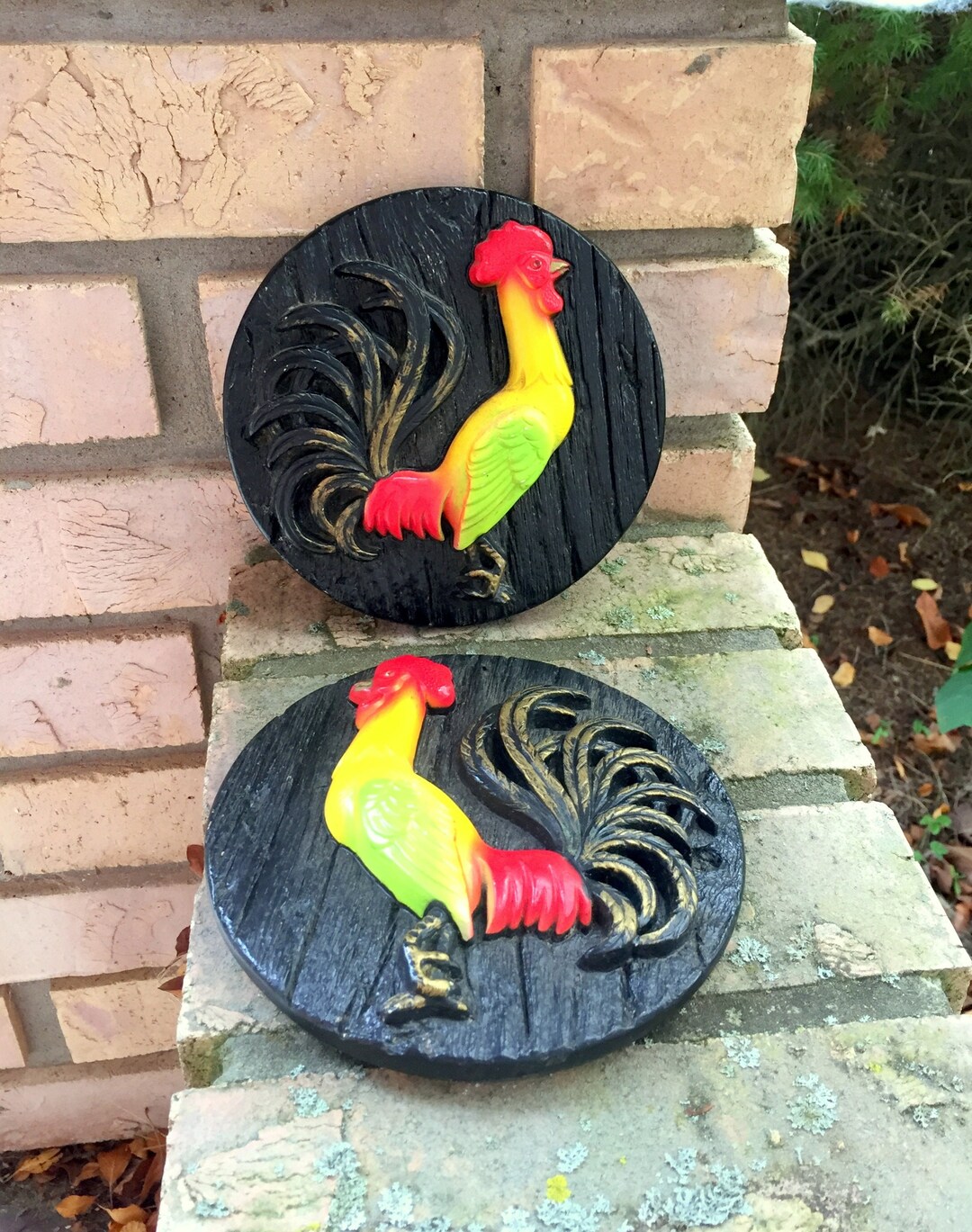 Chalkware Rooster Plaques, Miller Studio 1977, Vintage Decor, Wall Art ...