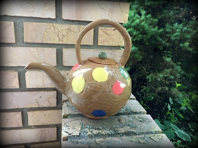 Vintage coil teapot with dots. Unique handmade studio art | Etsy