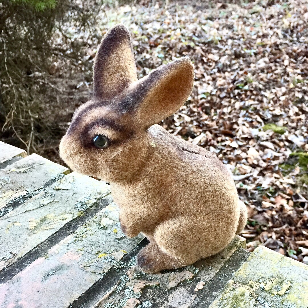 Vintage Flocked Bunny Figural Bank, Plastic Fuzzy Blow Mold Rabbit ...