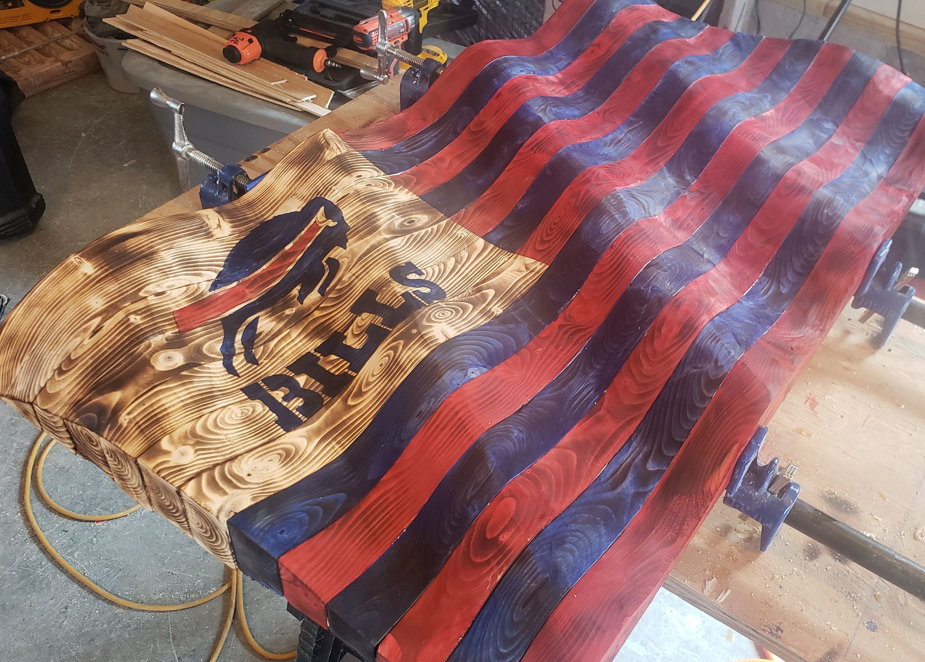 Wavy Wooden American Flag, United States - Etsy