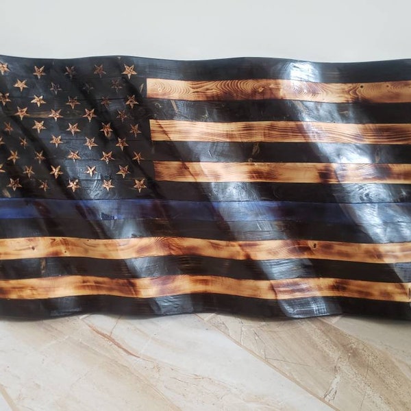 Wavy Wooden American Flag - Etsy