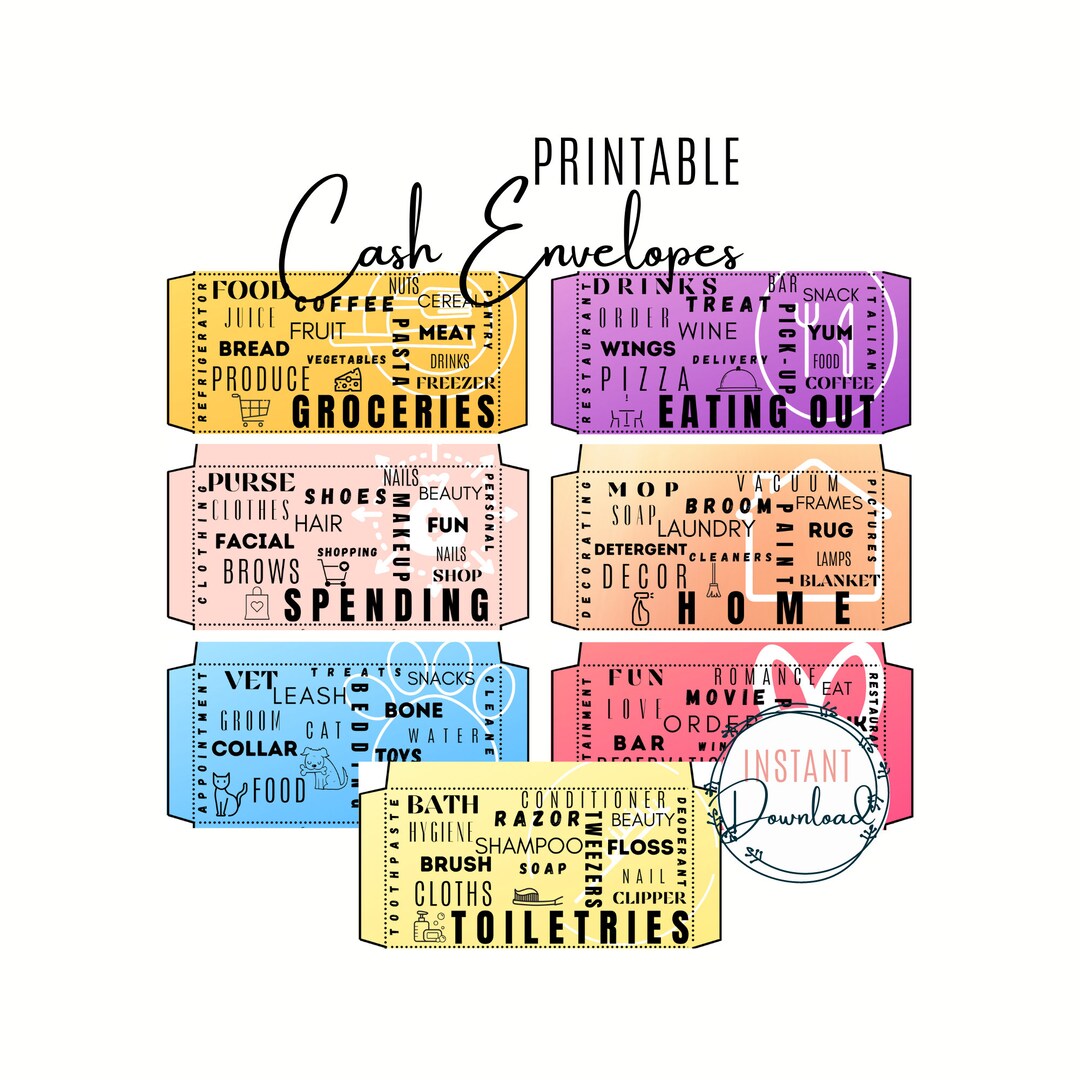 Printable Cash Envelopes, Word Themed Envelopes, Instant Download, Cash ...