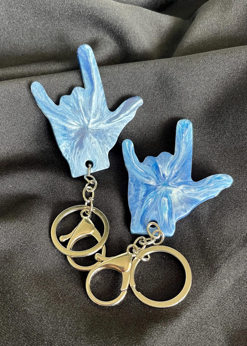 7cm Sign Language “I Love You” Resin Keyring - Etsy