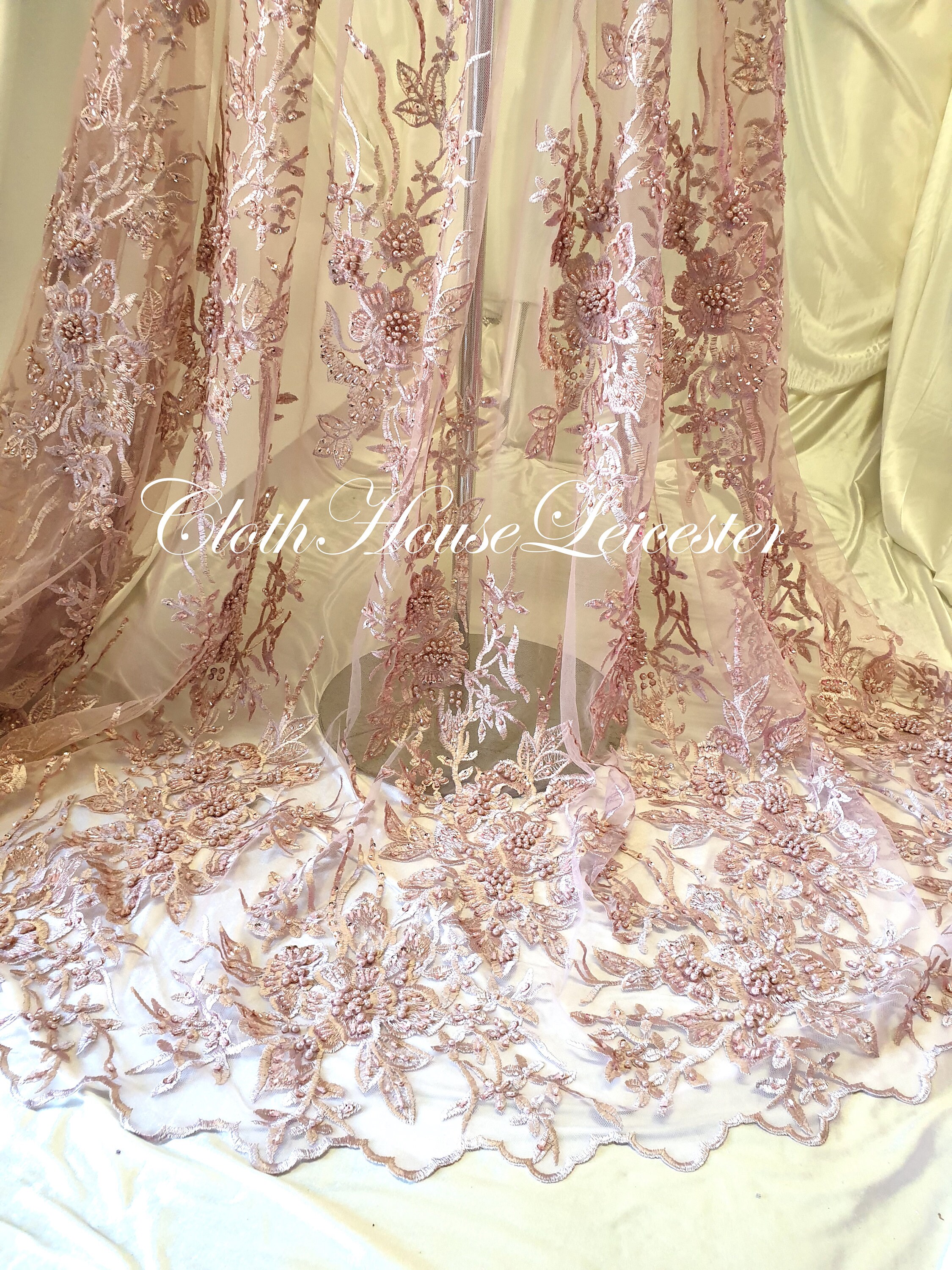 Premium Line Stunning Hand Beaded Embroidered Bridal Wedding Net Light ...