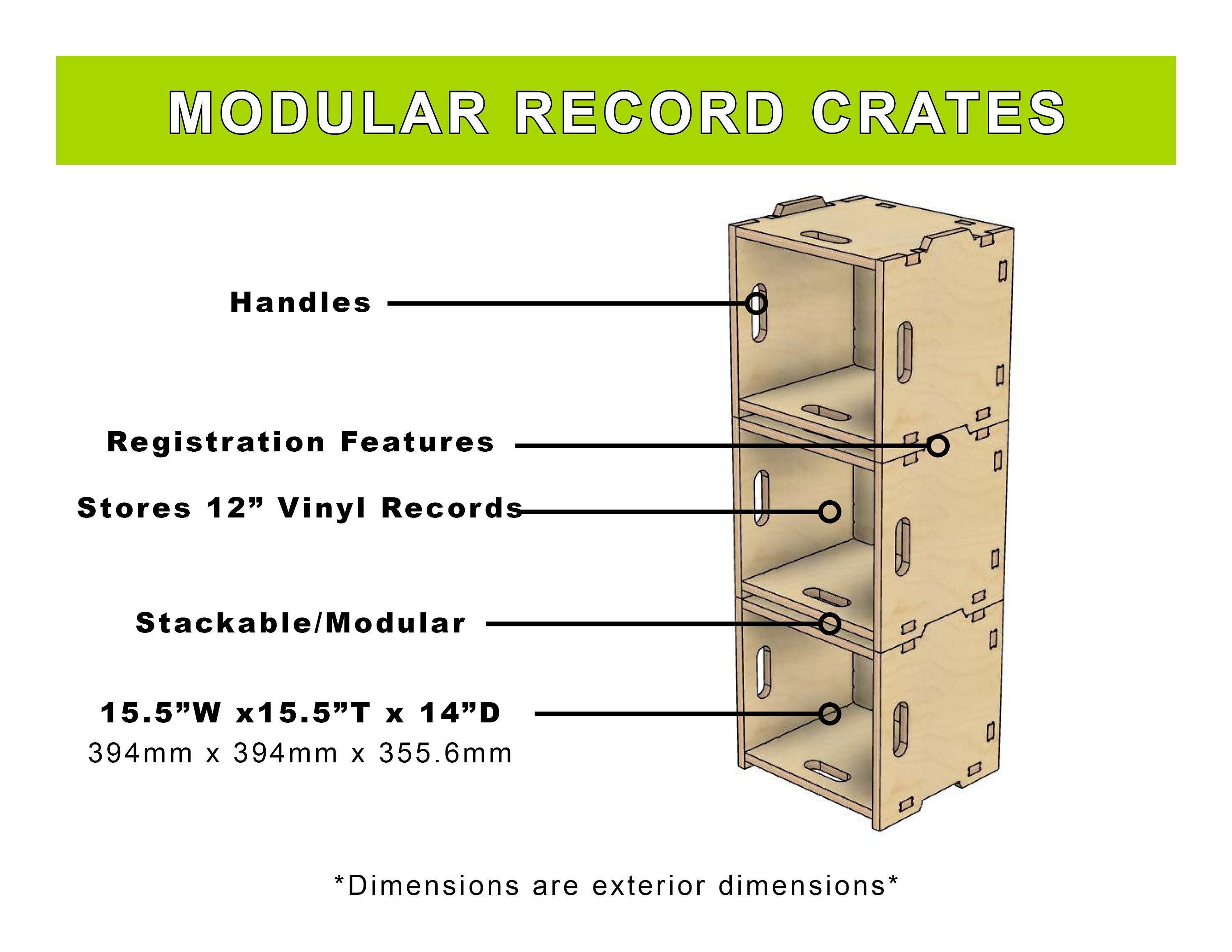 CNC File Stackable Vinyl Record Crate, DIY Modular Plywood Boxes ...
