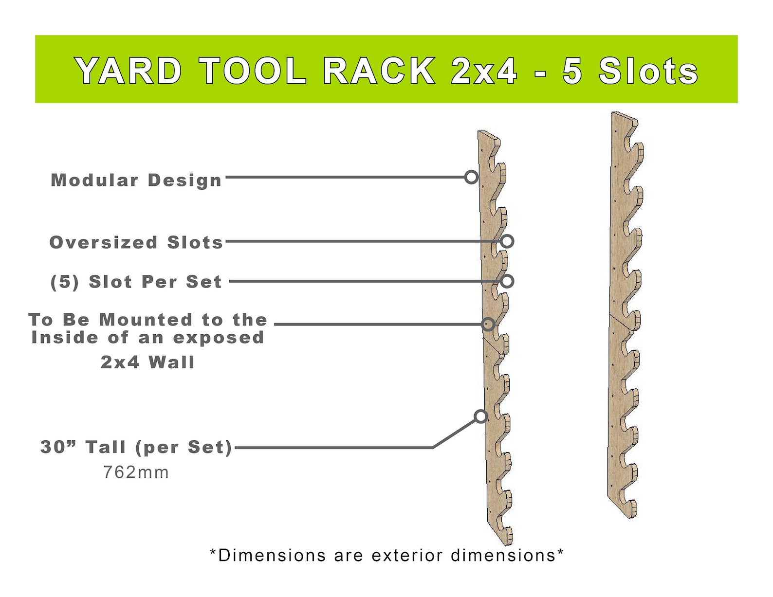 CNC Router Yard Tool Storage Rack Mounted to 2x4 Files, Shovel Rack ...