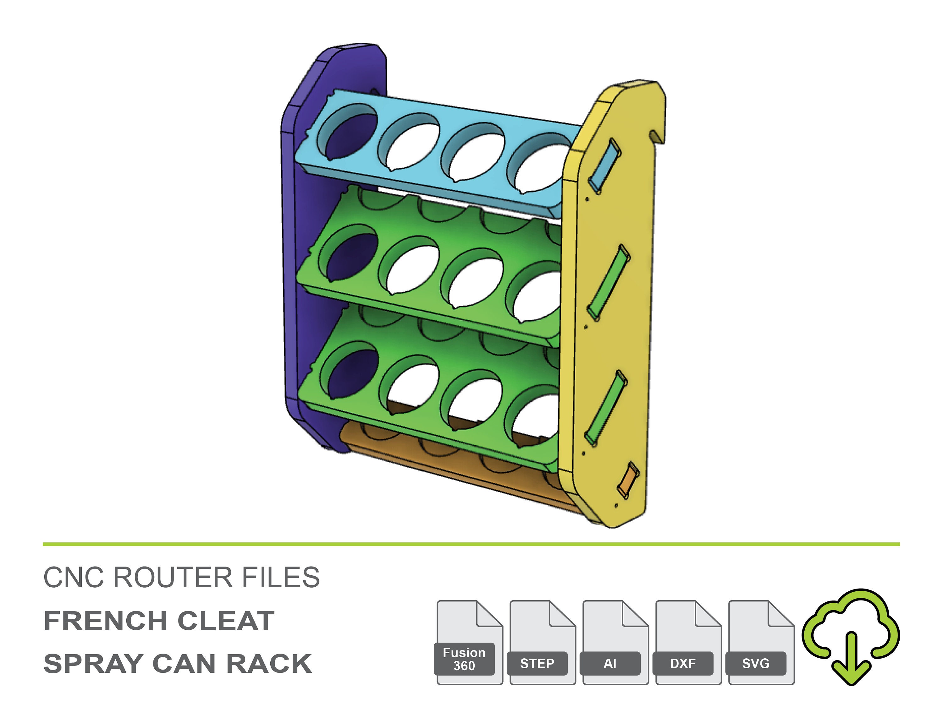 CNC Router Files French Cleat Wall Spray Can Rack Spray Can - Etsy