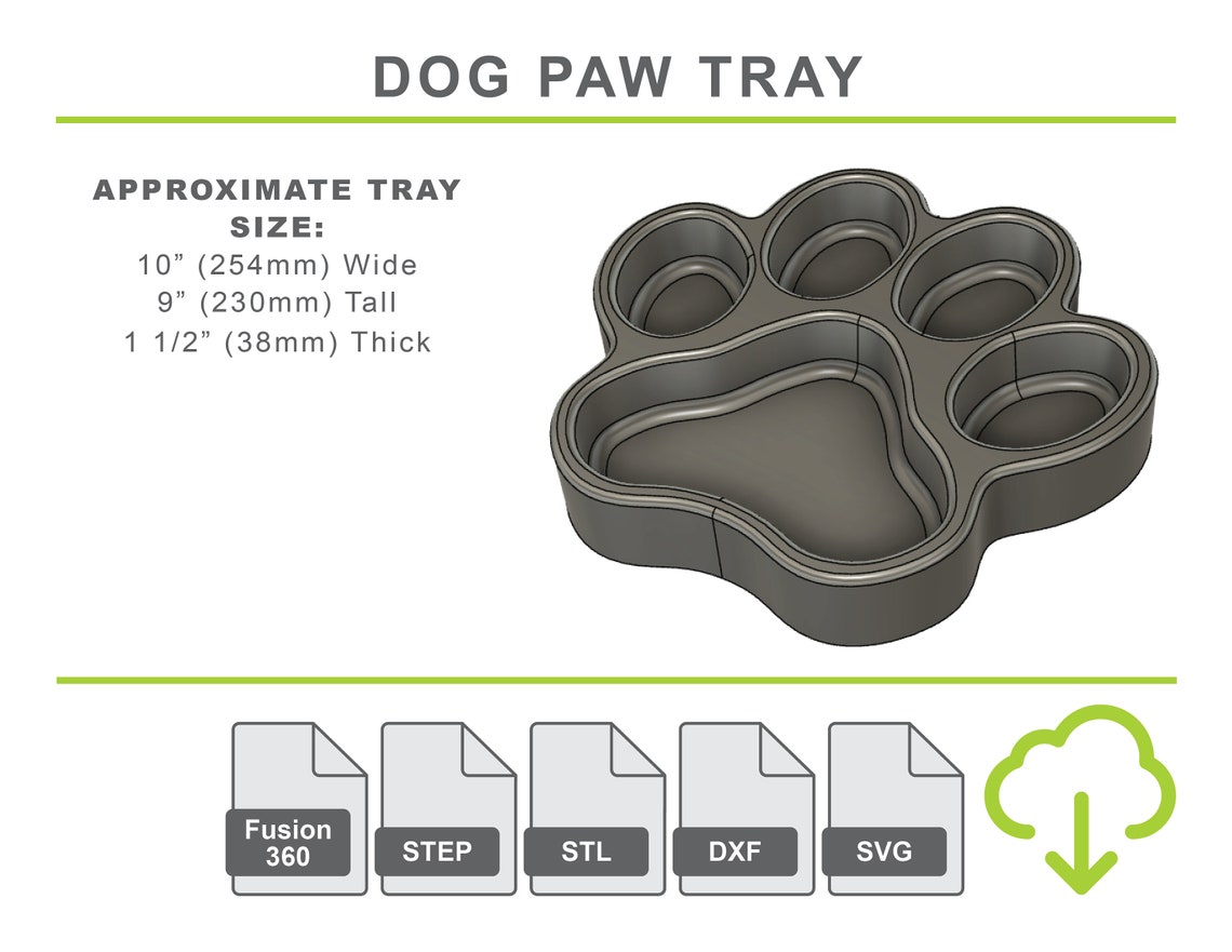 Dog Paw Tray CNC Router Files, 3D Model File, 3D Printer File ...