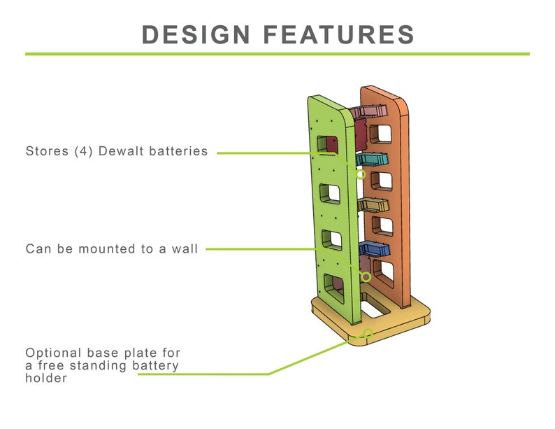 Battery Storage Rack Holder for Dewalt 20v SVG DXF CNC Router Files ...