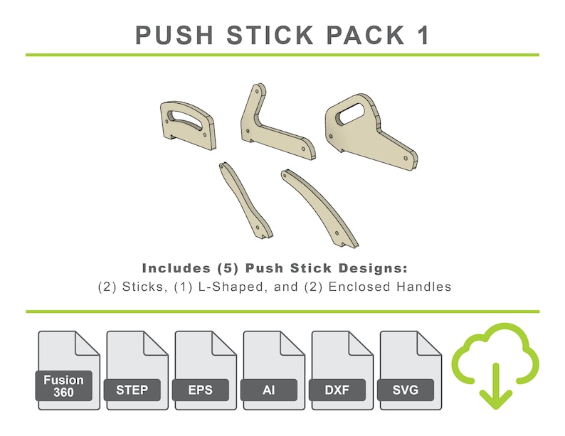 Table Saw Push Stick Pack 1 CNC Router Files, Pack of Multiple Push ...