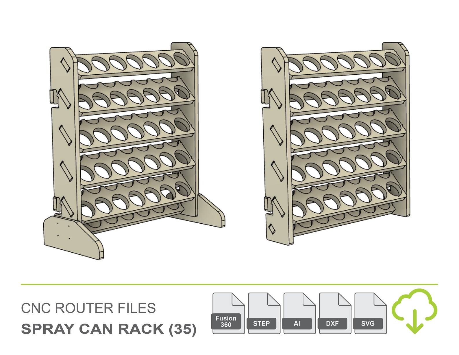 35 Can Spray Can Rack CNC Router Design File Fusion 360 DXF - Etsy