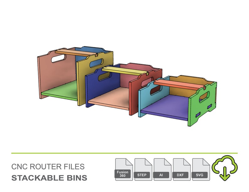 Cnc Router Files Stackable Storage Box Boxes 3 Size Bundle Etsy