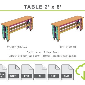 2x8 Workbench Table CNC Table Files , Workbench Plans, Fusion 360 STEP ...