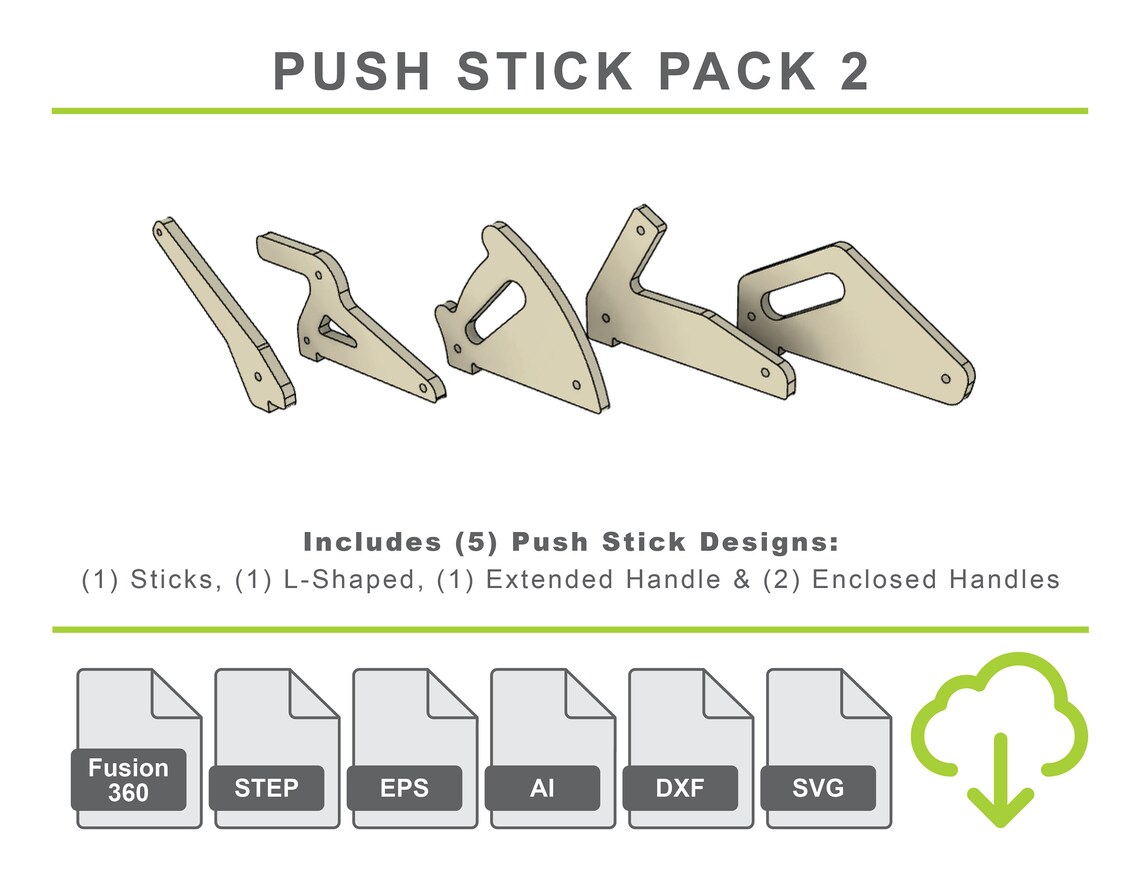 Table Saw Push Stick Pack 2 CNC Router Files, Pack of Multiple Push ...