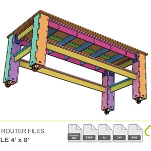 CNC Files for Wood Worktable Workbench Table File 4'x8' - Fusion360 DXF ...