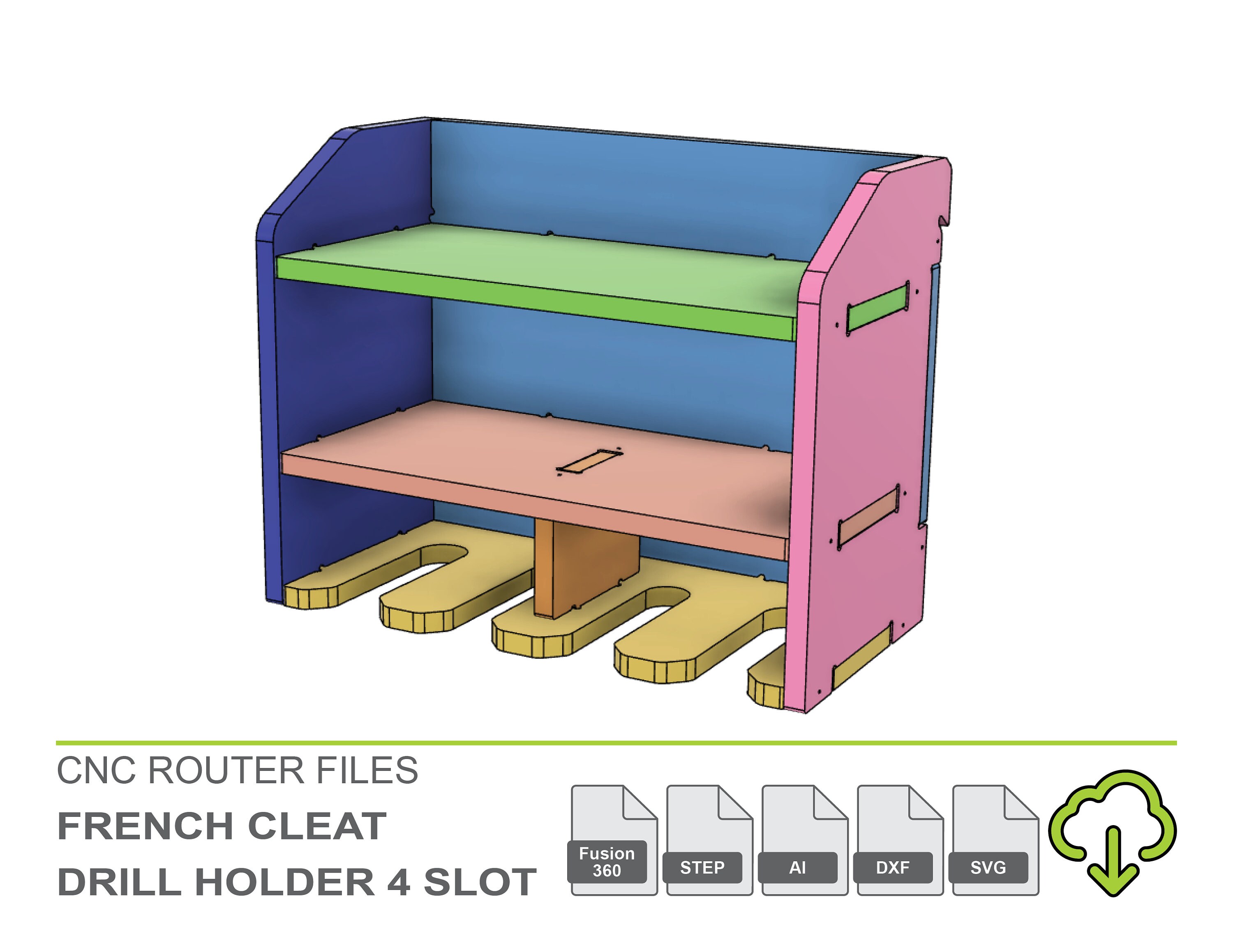 CNC Router Files French Cleat Wall Cordless Tool Organizer 4 - Etsy