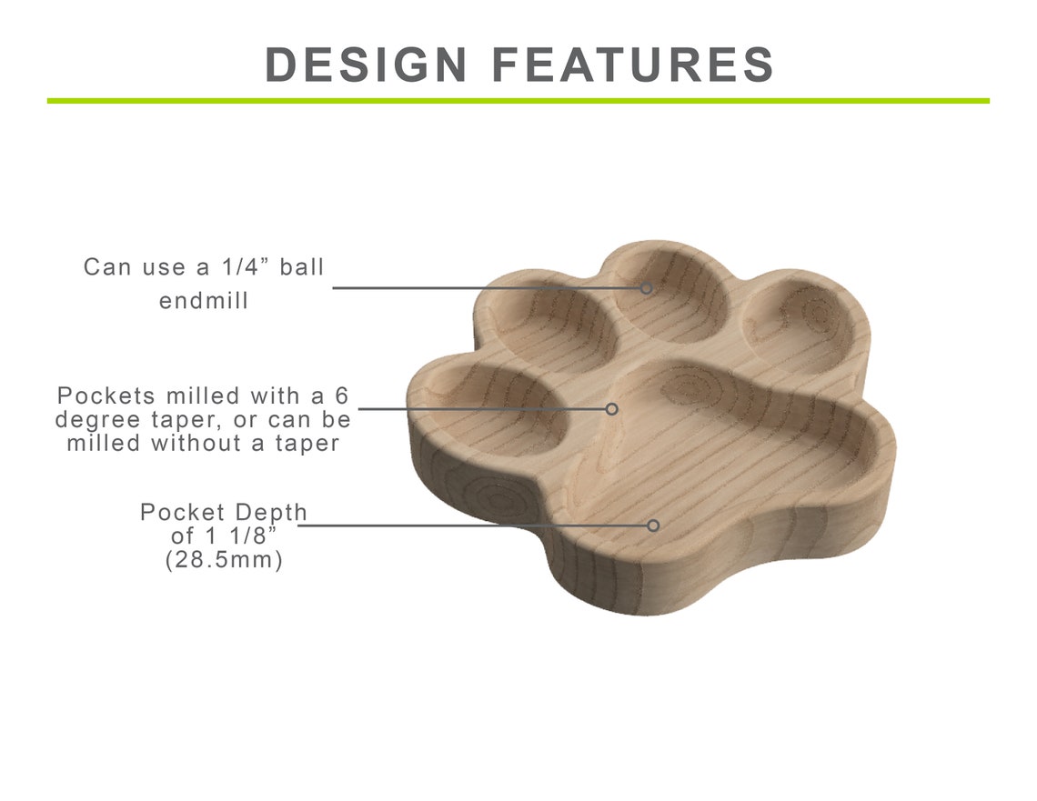 Dog Paw Tray CNC Router Files, 3D Model File, 3D Printer File ...