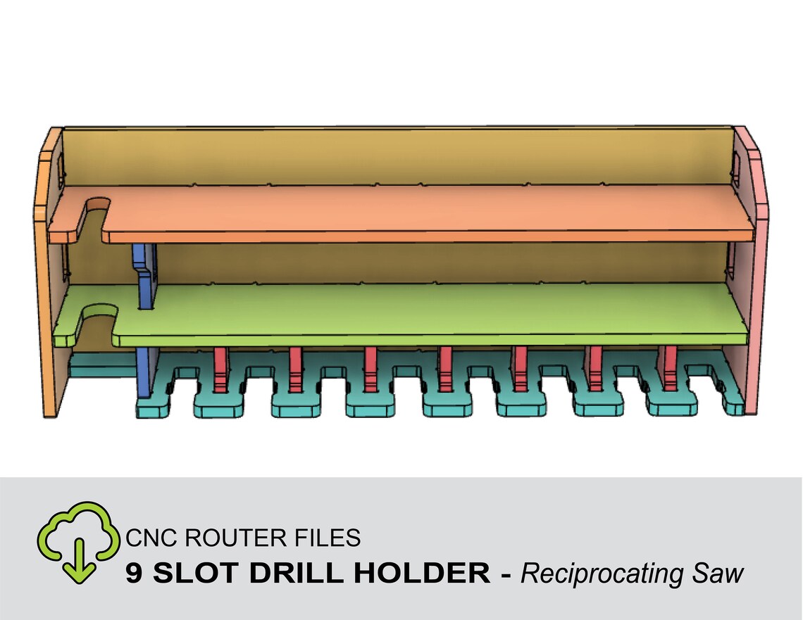 CNC Files Cordless Drill Holder 9 Slot With Reciprocating Saw - Etsy