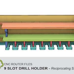 CNC Files Cordless Drill Holder 9 Slot With Reciprocating Saw Slot ...
