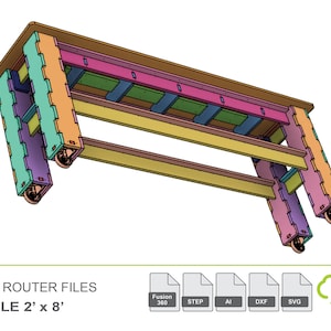 2x8 Workbench Table CNC Table Files , Workbench Plans, Fusion 360 STEP ...