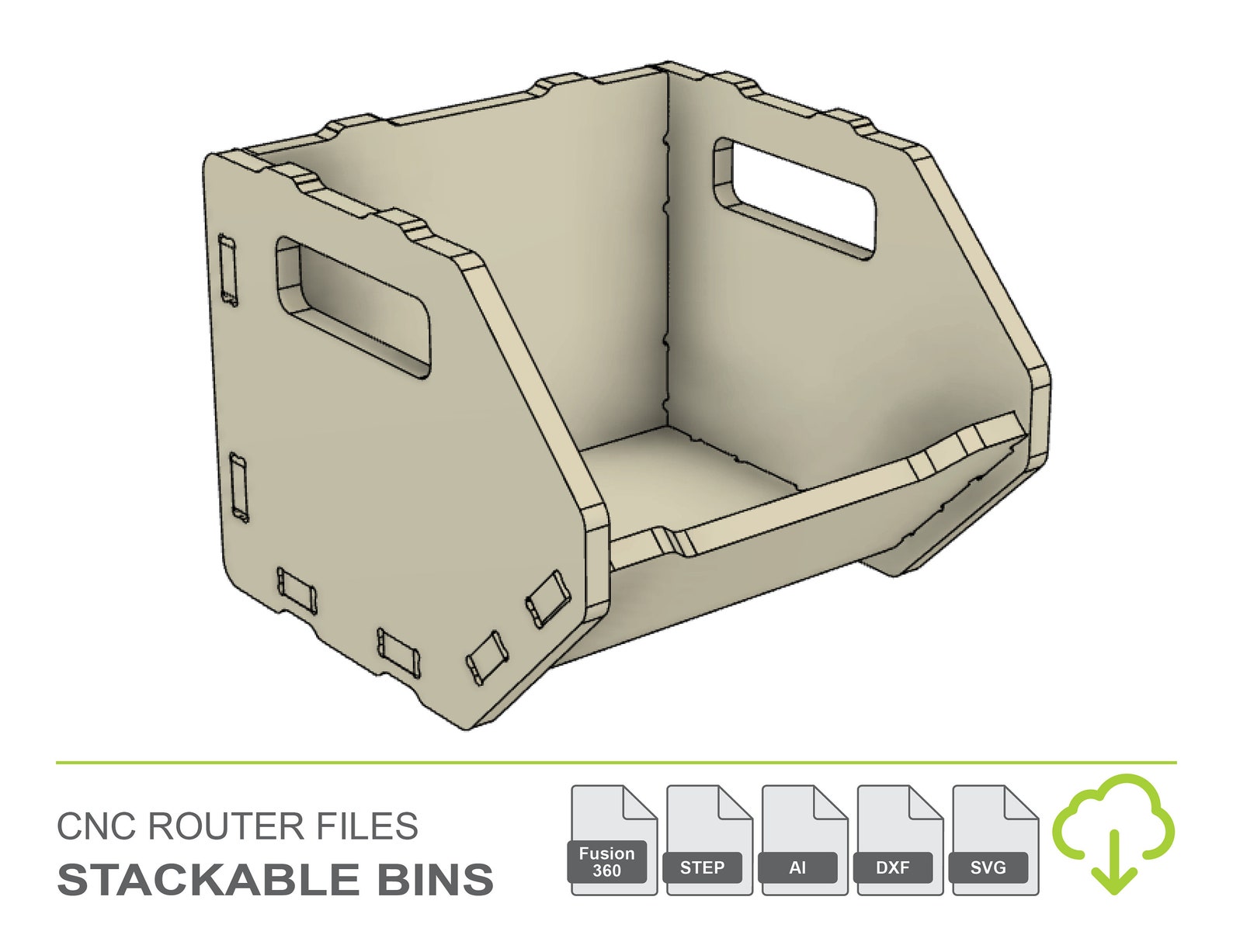 Stackable Storage Bins Organizer CNC Router Files, CNC Router Your ...