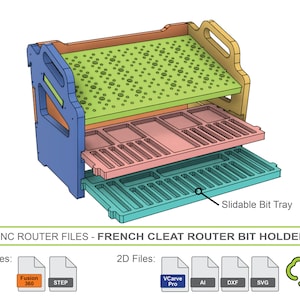 CNC Router Files French Cleat Router Bit Holder Rack, Drill Bit ...