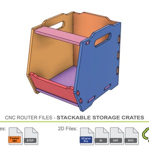 CNC Files Stackable Storage Crates - CNC Router Files Modular Storage ...