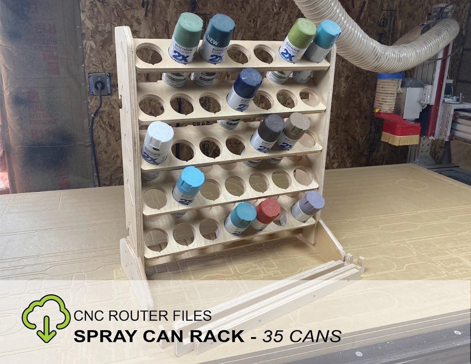 35 Can Spray Can Rack CNC Router Design File Fusion 360 Vcarve - Etsy