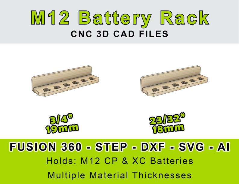 CNC Router M12 Cp Xc Battery Mount Storage Rack Design Files - Etsy
