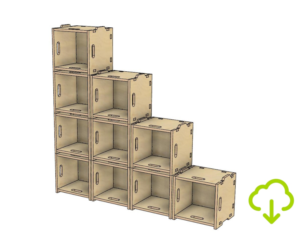 Stackable Modular Vinyl Record Crate 3D Files, DIY Modular Plywood ...