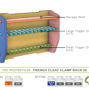 French Cleat Trigger Clamp Storage Rack Cabinet - French Cleat Wall CNC ...