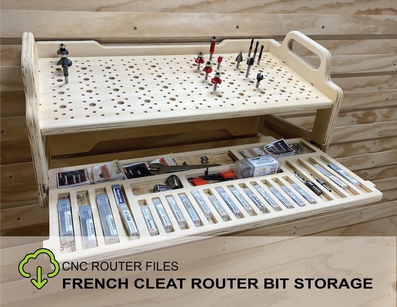 CNC Router Files French Cleat Router Bit Holder Rack, Drill Bit ...