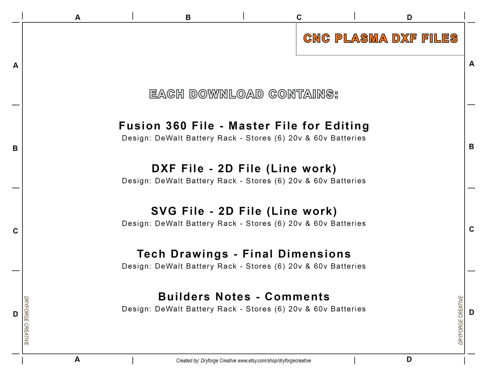 Dewalt 20v 60v Battery Storage Rack DXF Digital Design File - Etsy