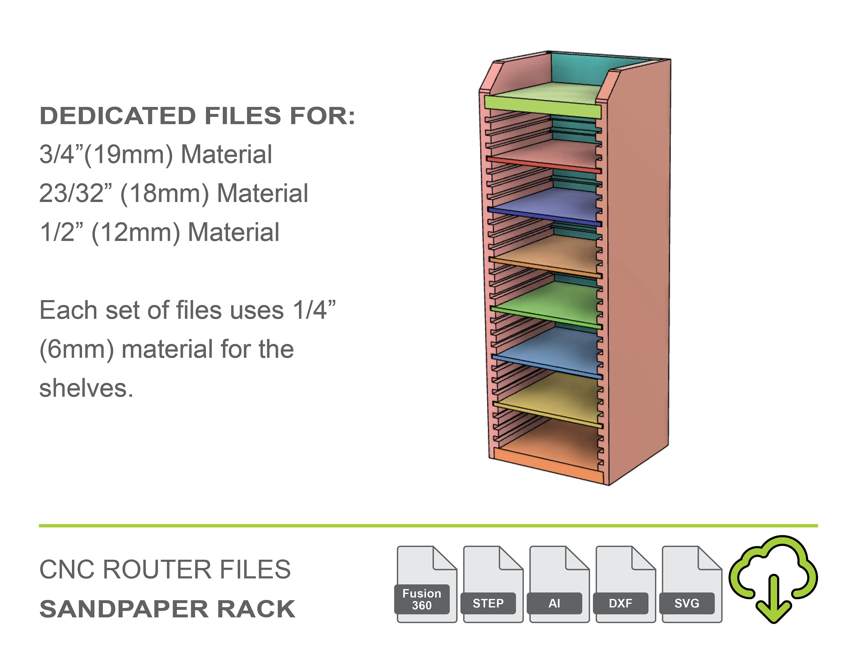 Sandpaper Storage Rack CNC Files for CNC Router, CNC Router Your Own ...