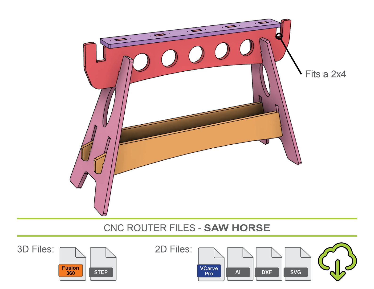 CNC Router Files Sawhorse, Knockdown Saw Horses CNC Files for Wood ...