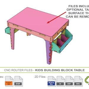 CNC Files for Wood Kids Building Bricks Table, CNC Project Childrens ...