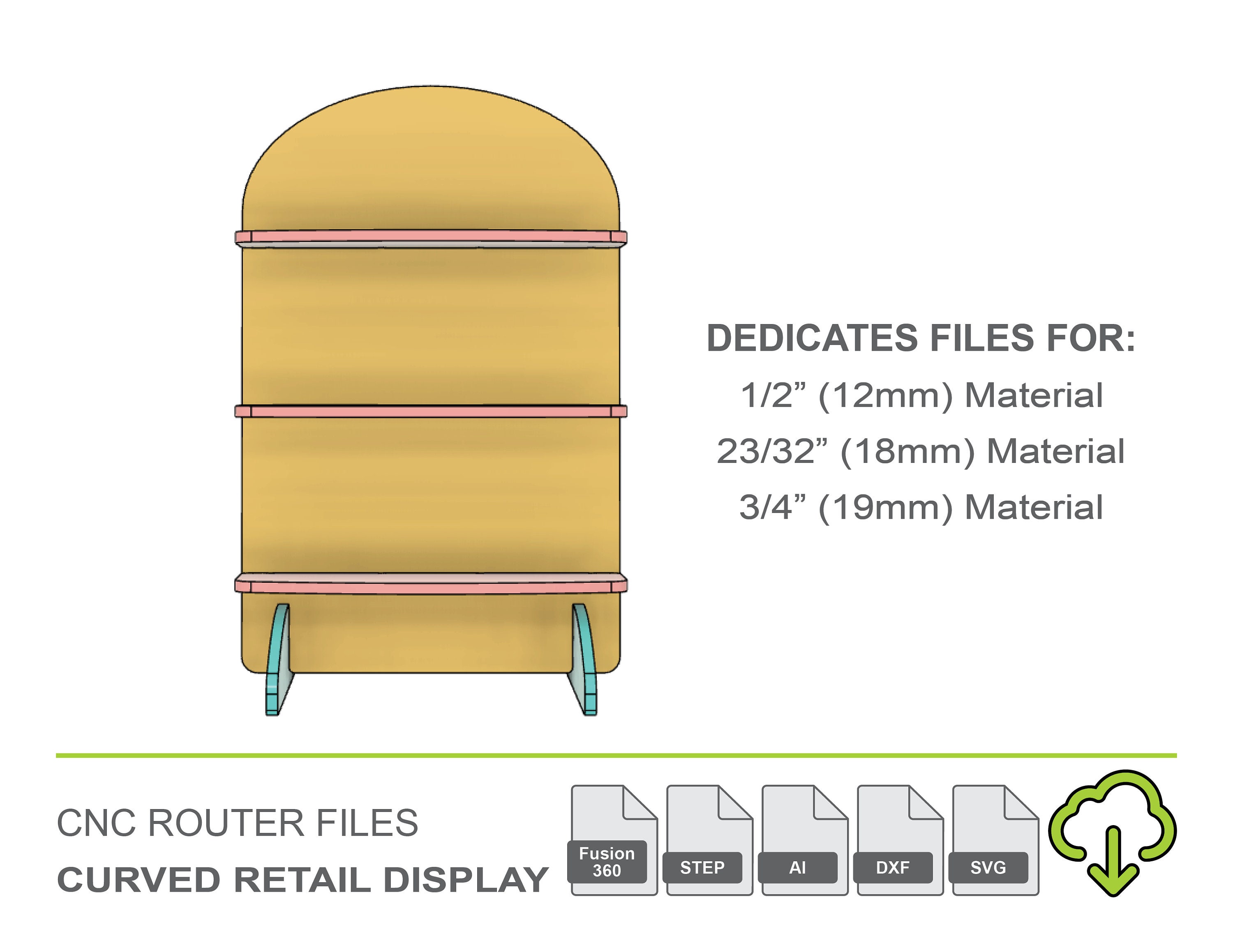 CNC Router Files Curved Modern Retail Display Board - Freestanding ...